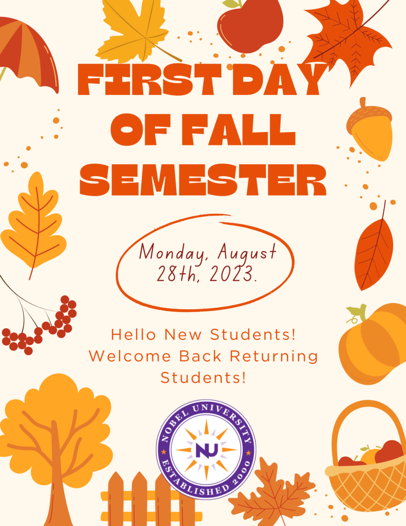 First Day Of Fall Semester 2023 Nobel University