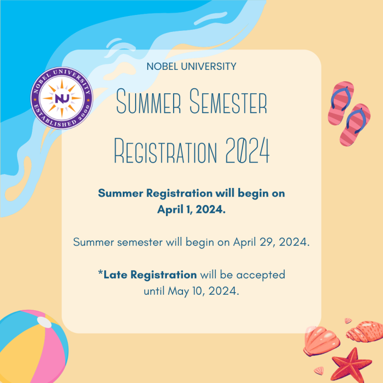 Summer Semester Registration 2024 – Nobel University
